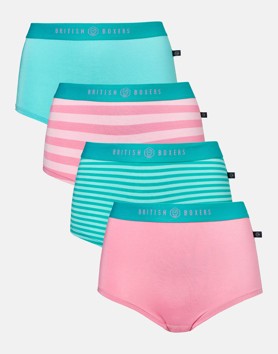 Multipack! 4 Pairs of Women's Bamboo Hipster Boxer Briefs – Ice Cream