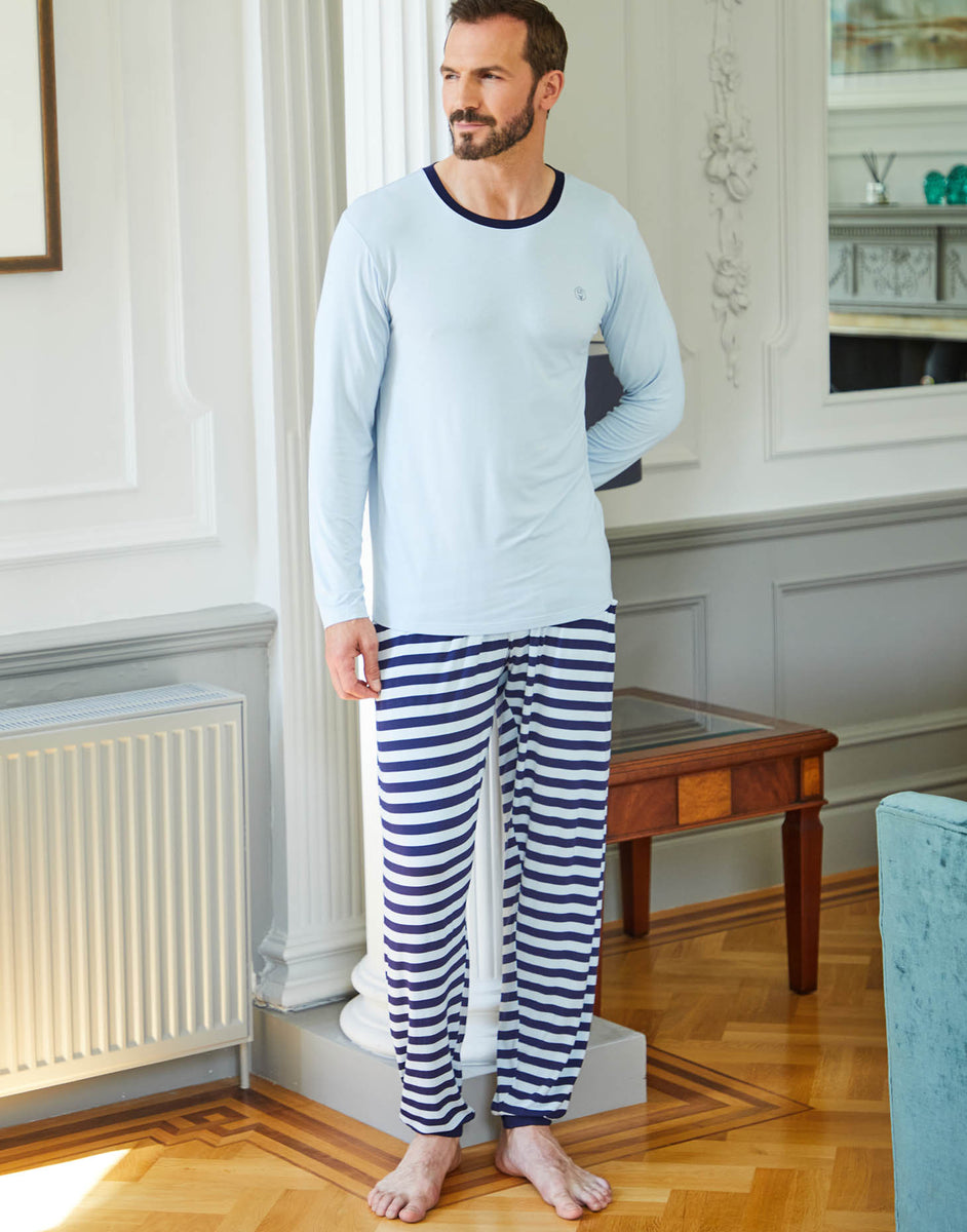 Men's Bamboo Pyjama Set - Maritime Stripe