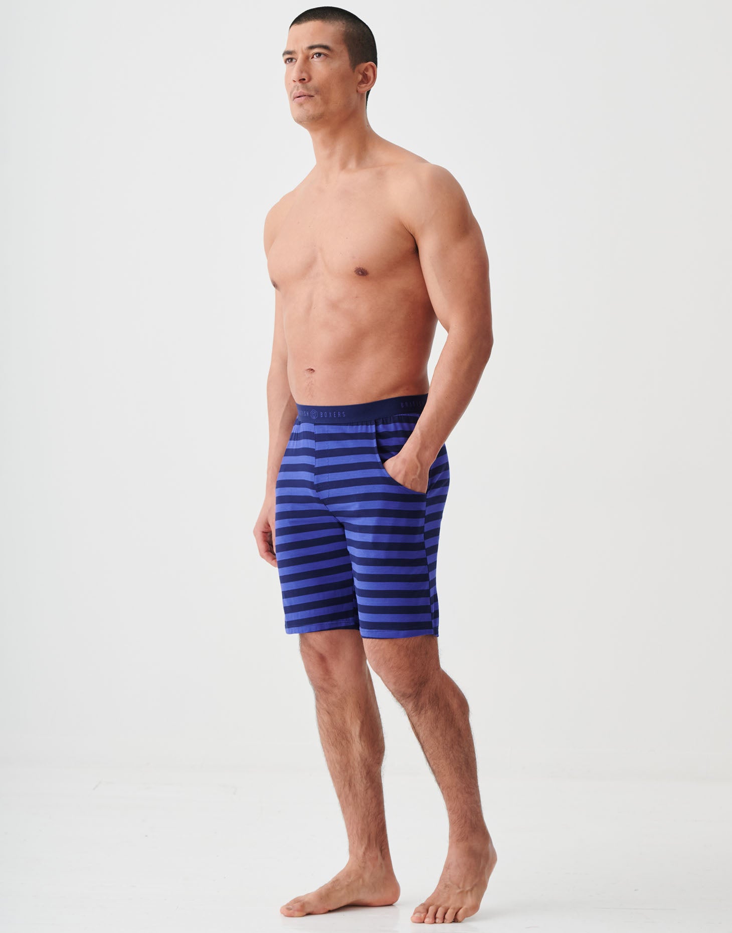 Men's Bamboo Sleep Shorts – Royal Blue & Navy Stripe