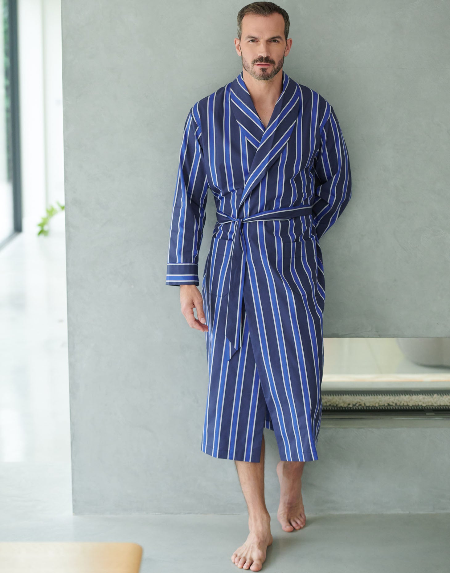 Men's Cotton Dressing Gown – Royal Regimental Satin Stripe
