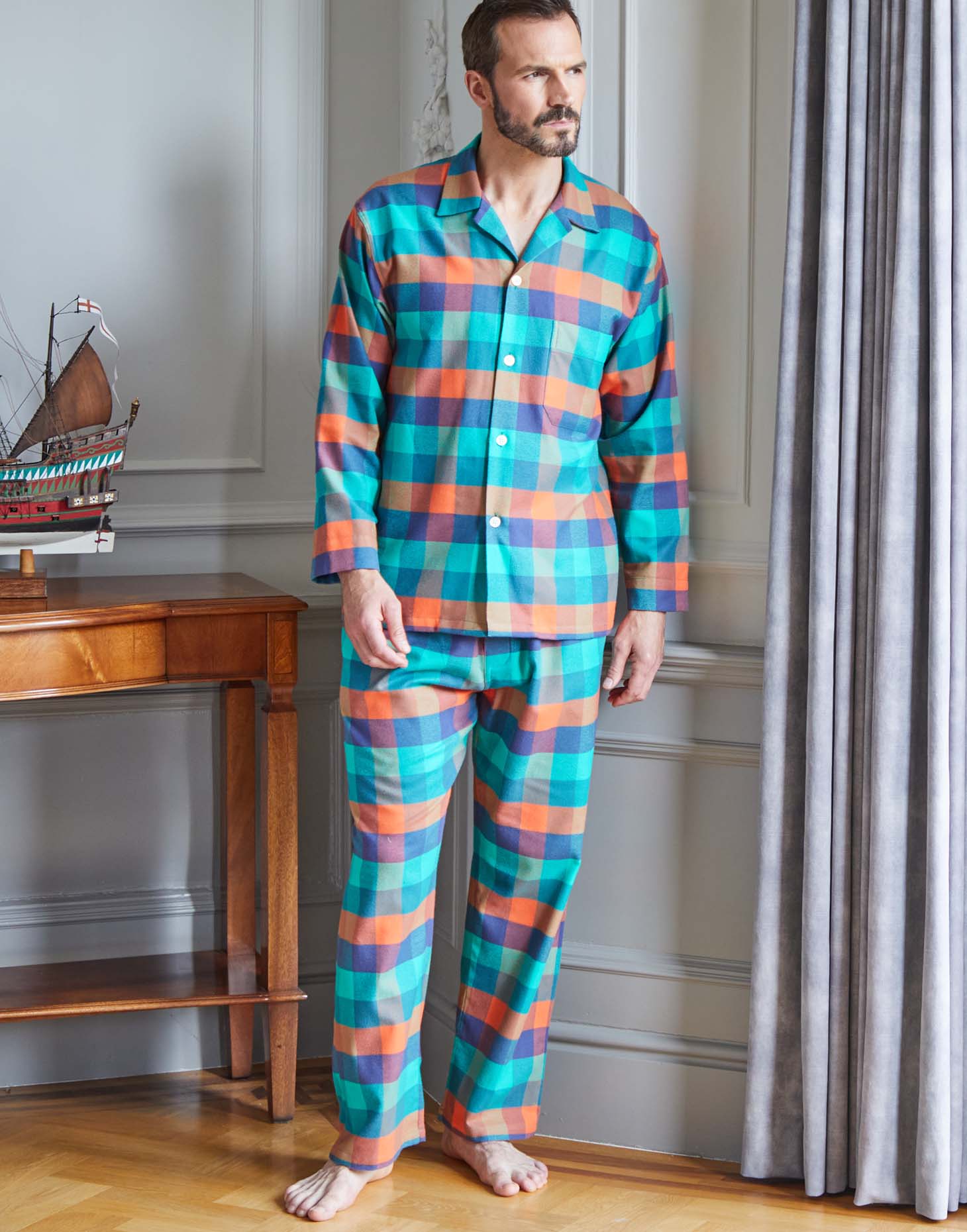 Men's Brushed Cotton Pyjama Set – Acorn Squash Check