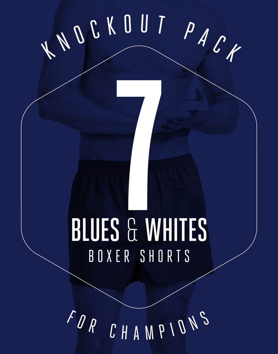 KNOCKOUT PACK! 7 PAIRS OF BOXER SHORTS IN BLUES & WHITES